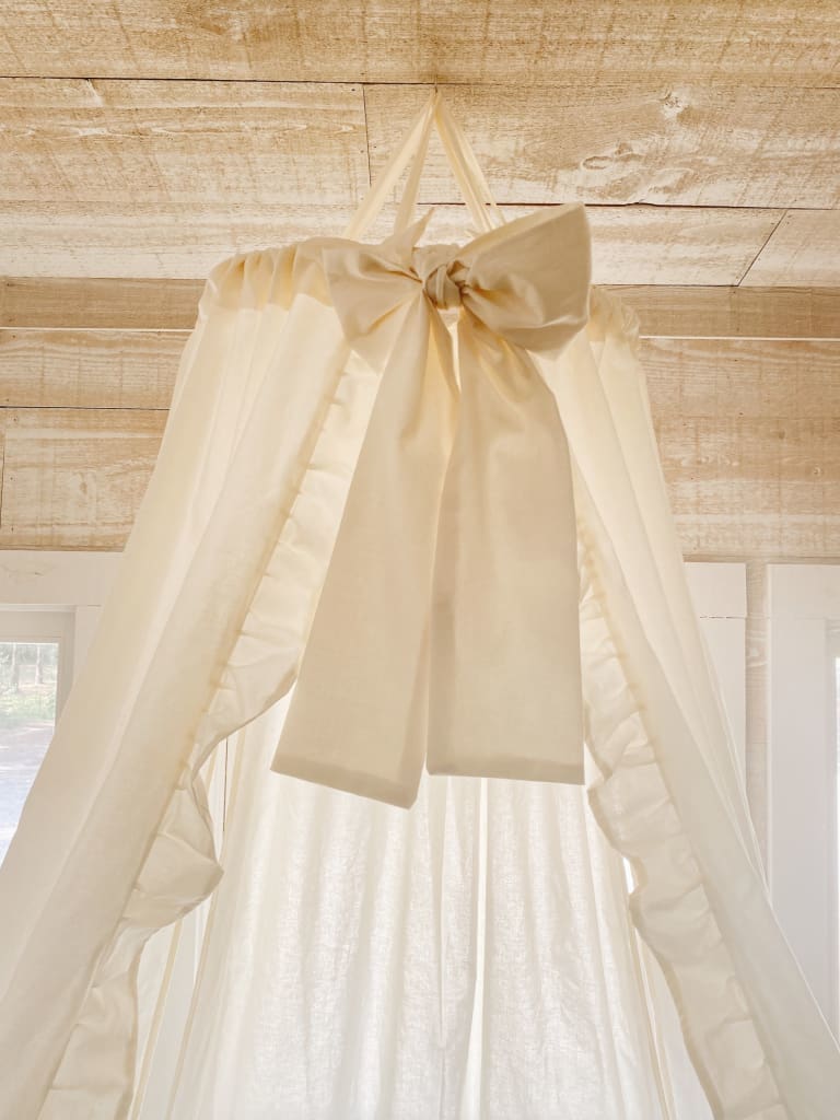 Ivory Farmhouse Ruffled Crib Canopy Set | High Cotton Textile