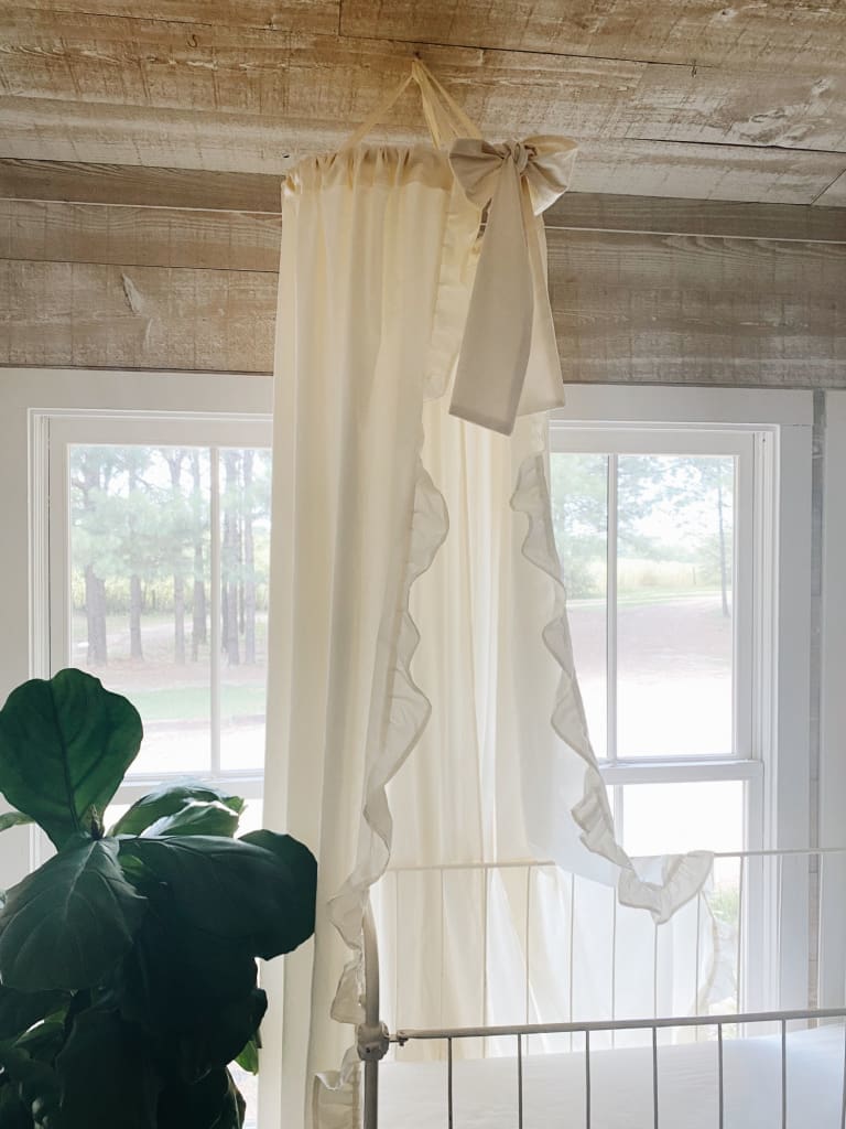 Ivory Farmhouse Ruffled Crib Canopy Set | High Cotton Textile