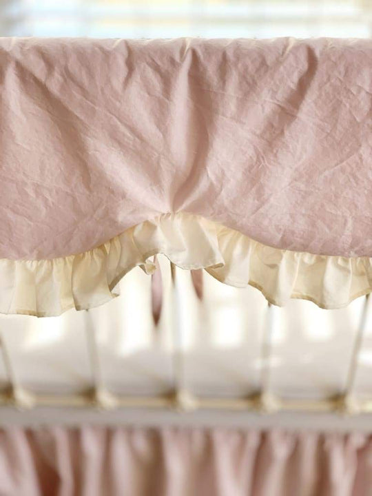 Scalloped Crib Bedding Set Baby Pink and Ivory | Personalized