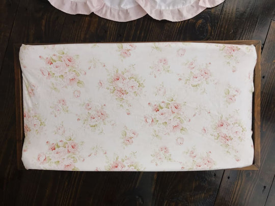 Shabby Chic Watercolor Floral Changing Pad Cover | High Cotton Textile